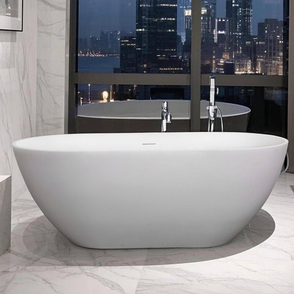 Feelive 69.24 in. x 29.54 in. Freestanding Stone Resin Solid Surface ...