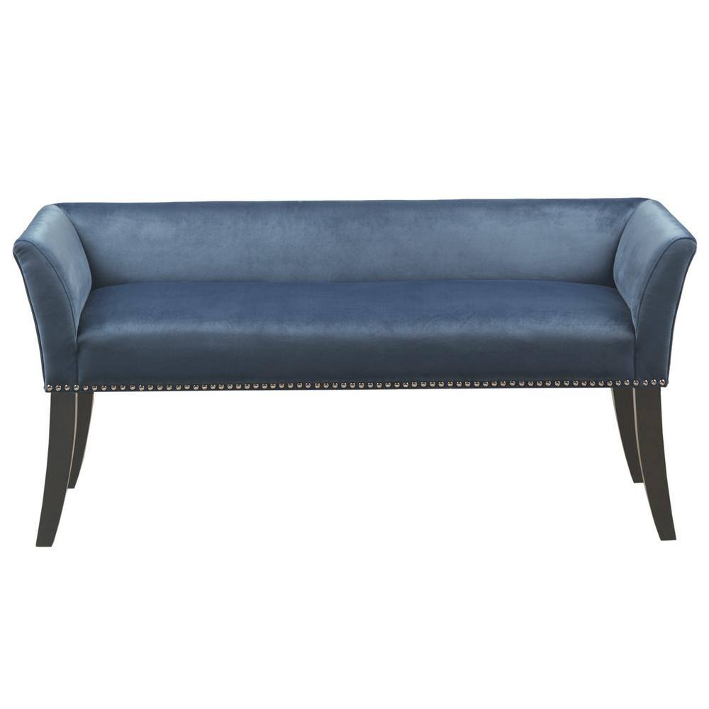 Madison Park Antonio Blue Flared Arms Accent Bench 23 in. H x 49.5 in ...