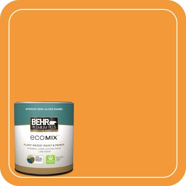 BEHR PREMIUM PLUS 1 qt. #280B-6 Amber Glow Semi-Gloss Enamel EcoMix ...