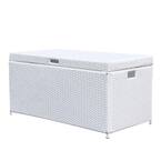 Jeco White Wicker Patio Furniture Storage Deck Box ORI003-B