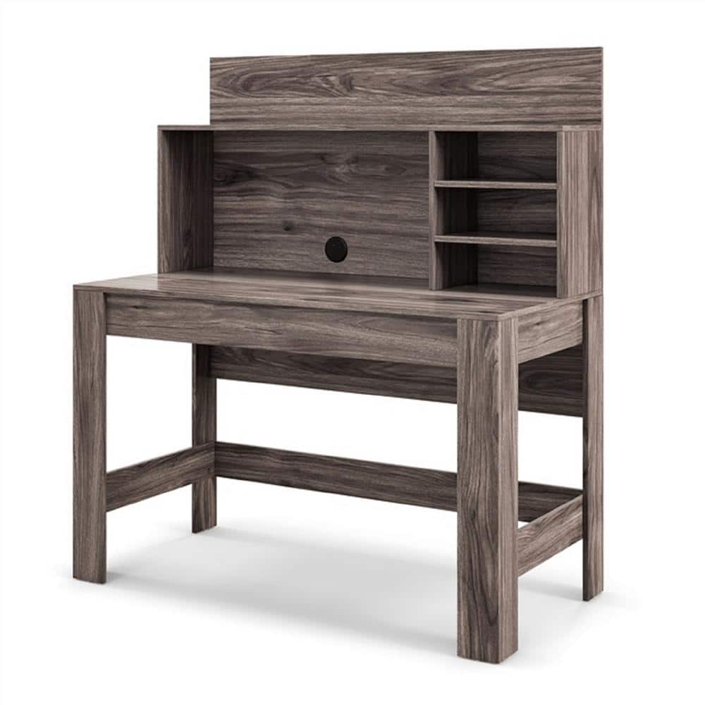 Gymax 48 in. W Rectangle Rustic Oak Home Office Computer Desk Study ...