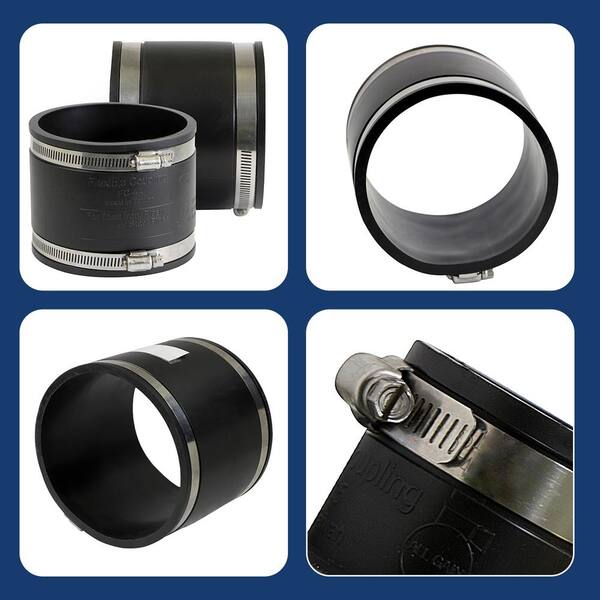 PLUMBFLEX 5 in. PVC Flexible Coupling with Stainless Steel Clamps ...