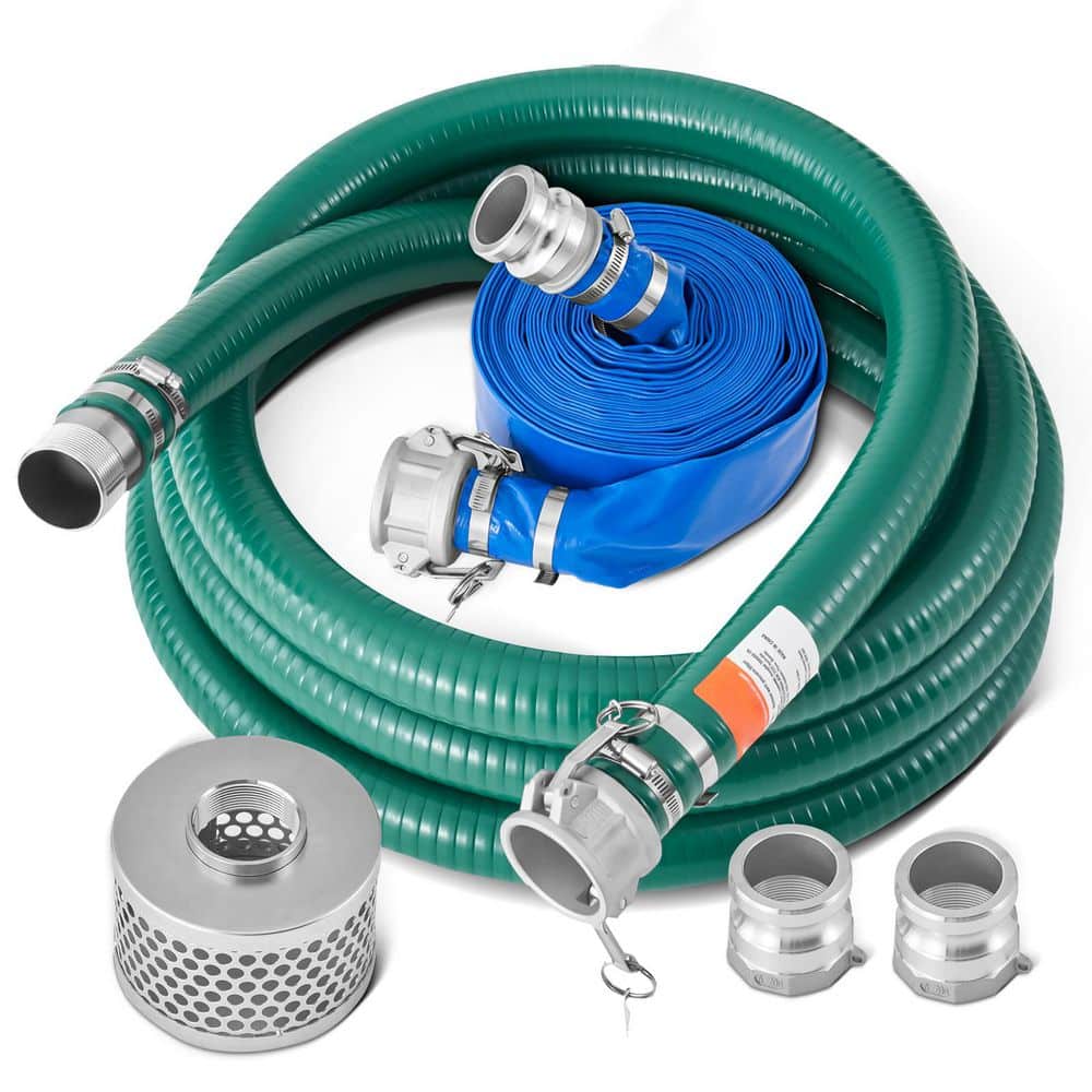SKYSHALO Suction Hose Kit for Water Pump, 2 in. x 65 ft. Blue Backwash ...
