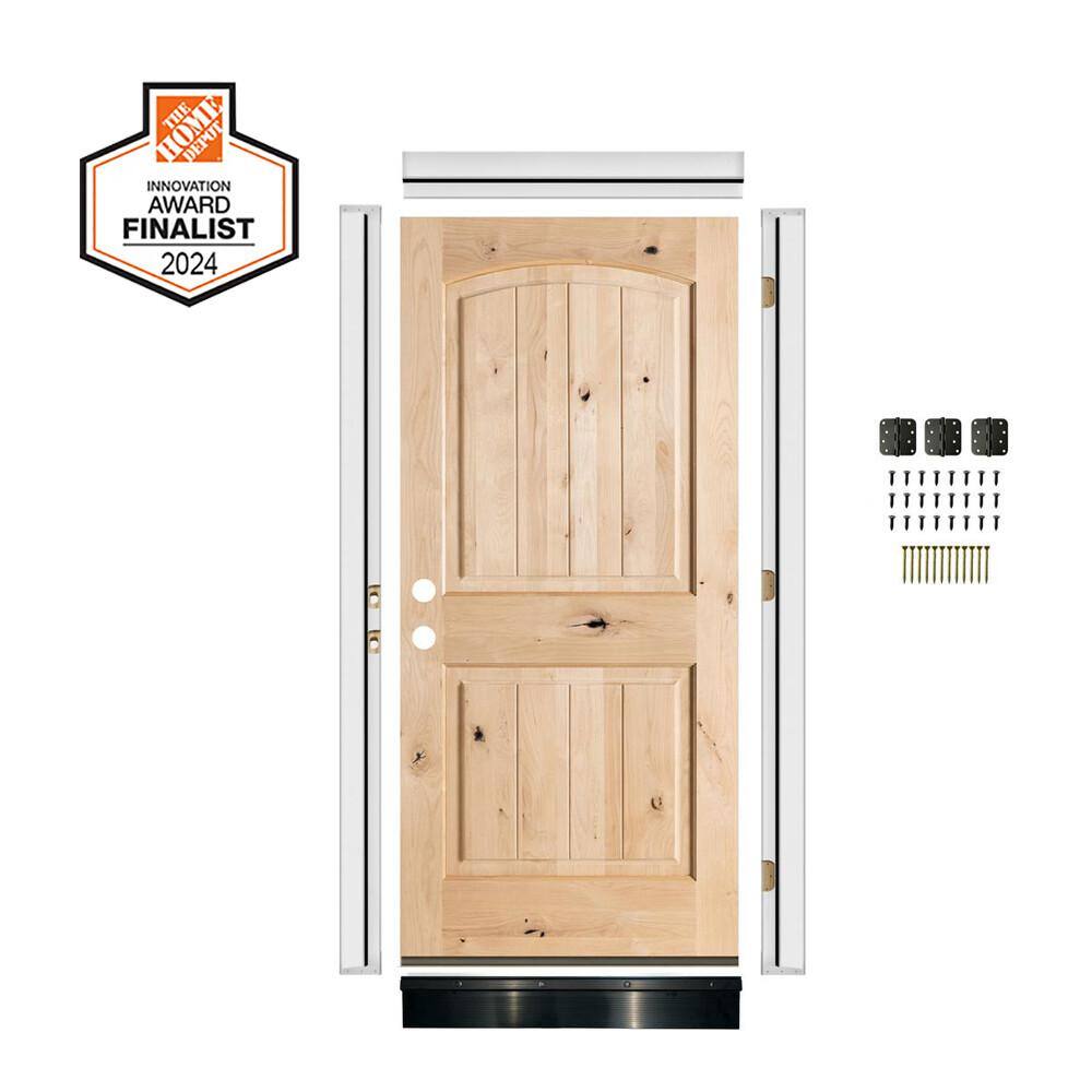 Krosswood Doors DIY RTA Kit 32 in. x 80 in. Knotty Alder Right-Hand Top Arch VG Unfinished ...