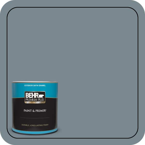 BEHR PREMIUM PLUS 1 qt. #N470-5 Norwegian Blue Satin Enamel Exterior ...