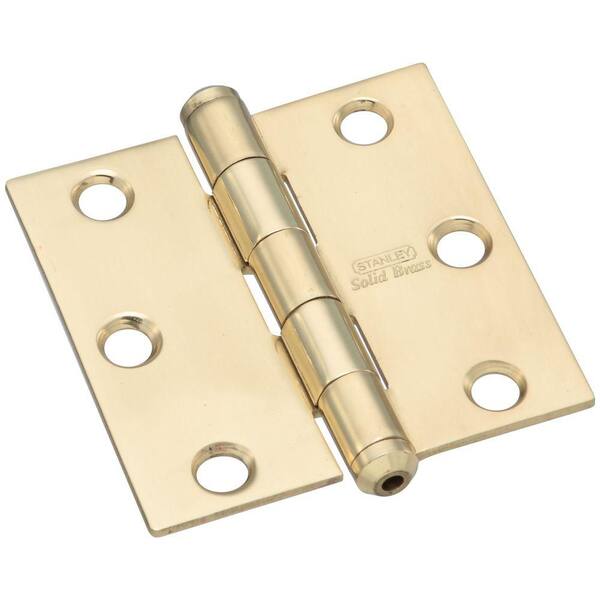 Stanley-National Hardware 2-1/2 in. x 2-1/2 in. Solid Brass Square Corner Residential Hinge ...