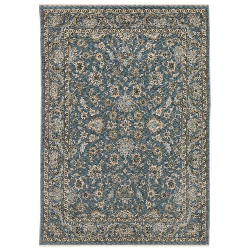 AVERLEY HOME Ambrose Blue/Beige 8 ft. x 11 ft. Traditional Persian ...