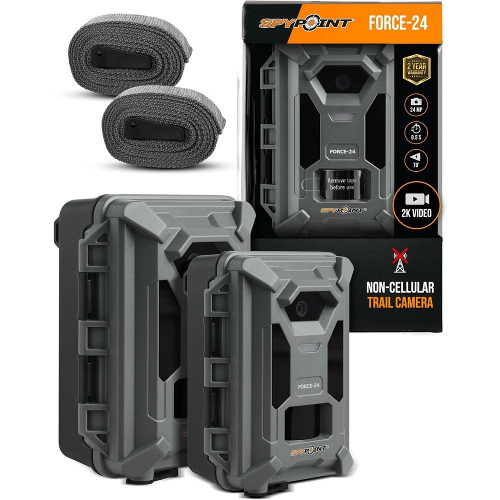 SpyPoint FORCE-24 Twin Pack Non-Cellular Trail Camera, 2K Video, 24MP ...