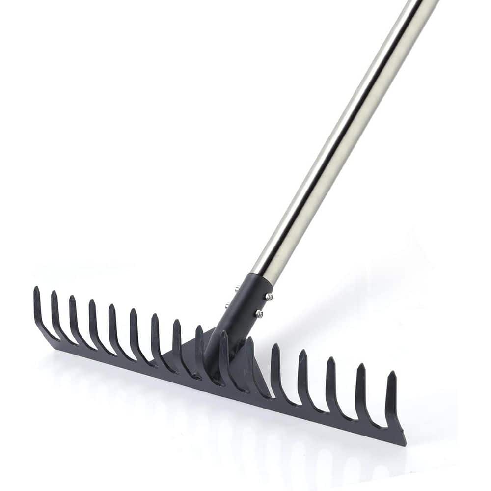 Misopily 62 in. Steel Handle Lawn Rake Stainless Steel Rake Head 16 ...