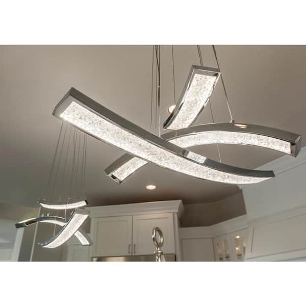 KICHLER Elan Crushed Ice 3-Light Integrated LED Chrome Contemporary ...