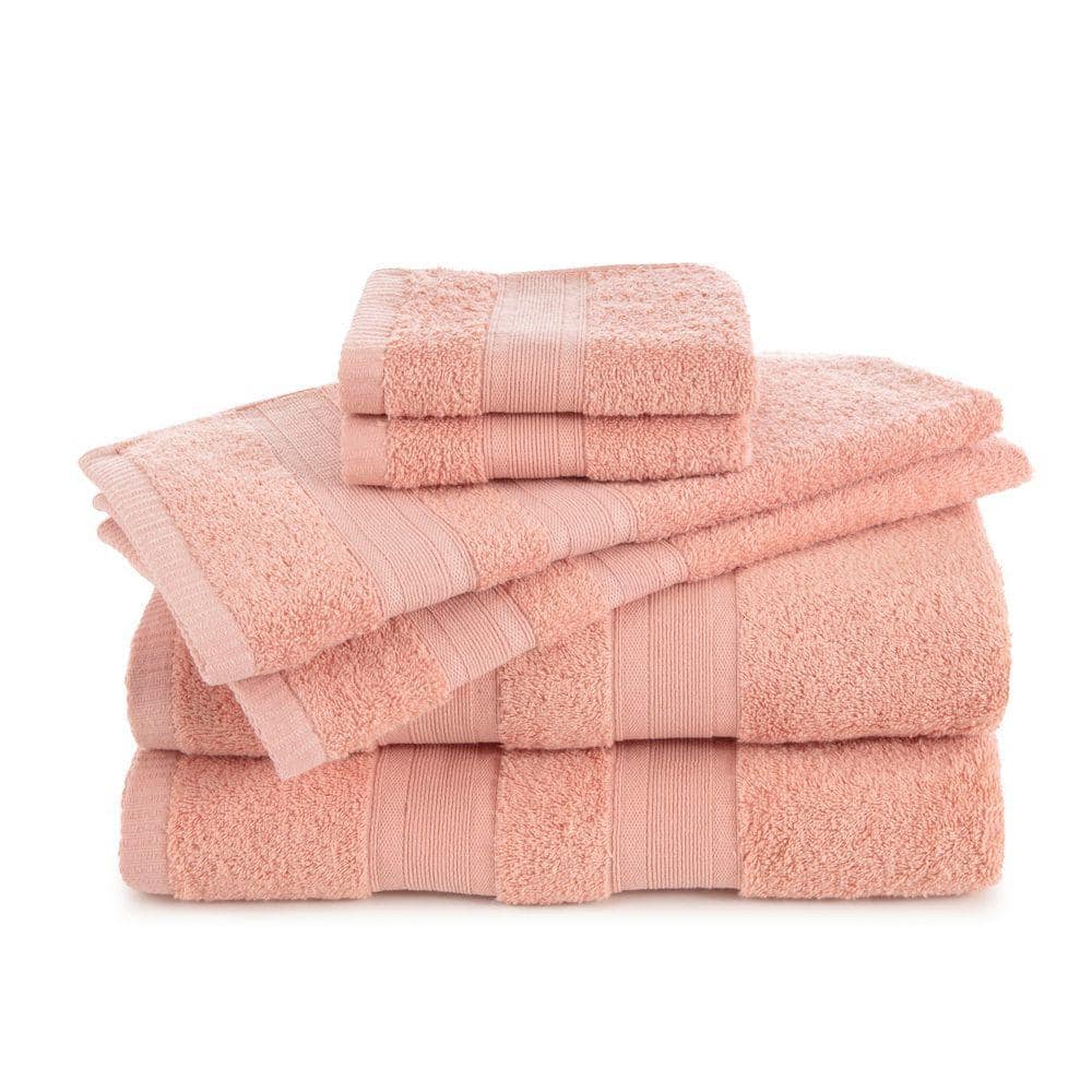 Martex Clean Essentials 100% Cotton Solid Low Lint 6-Pack Seashell Pink ...