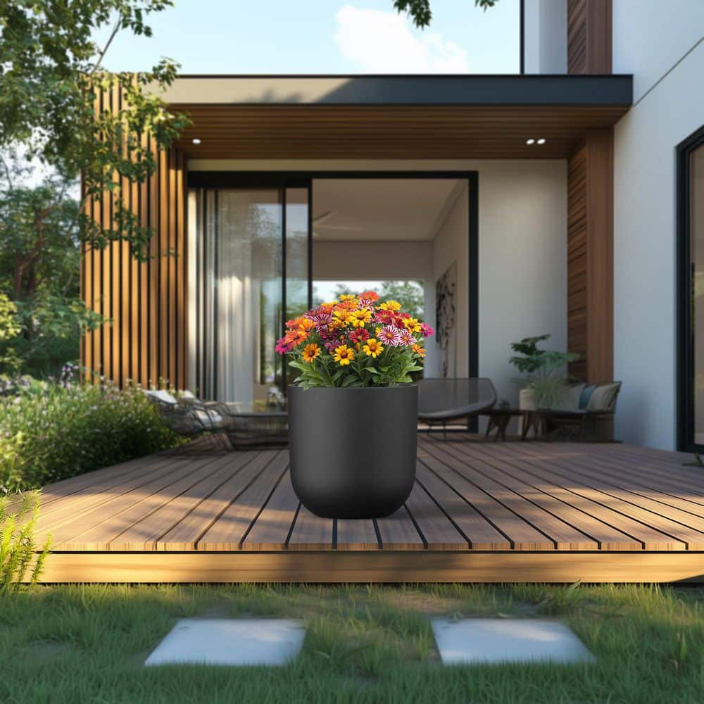 Sapcrete 17 in. Large Charcoal Black(Enhanced Core) Concrete Round ...