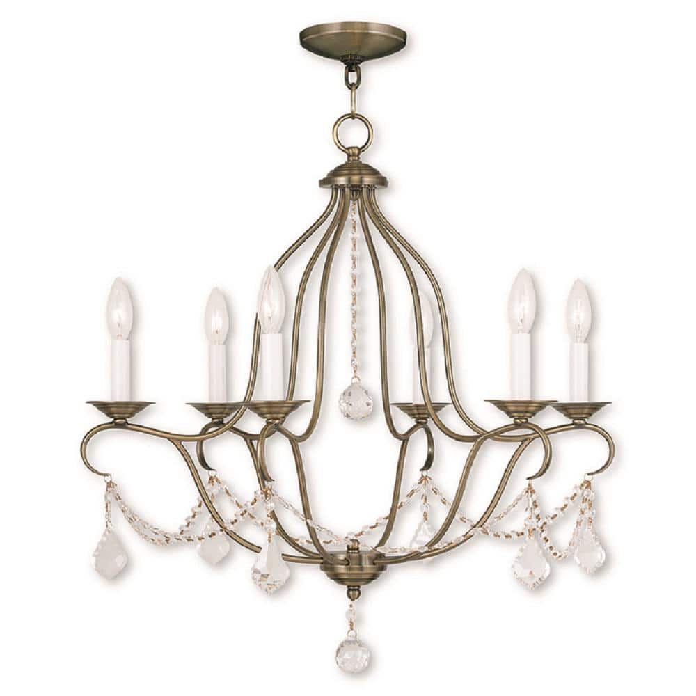 Livex Lighting Chesterfield 6-Light 60-Watt Antique Brass Chandelier ...