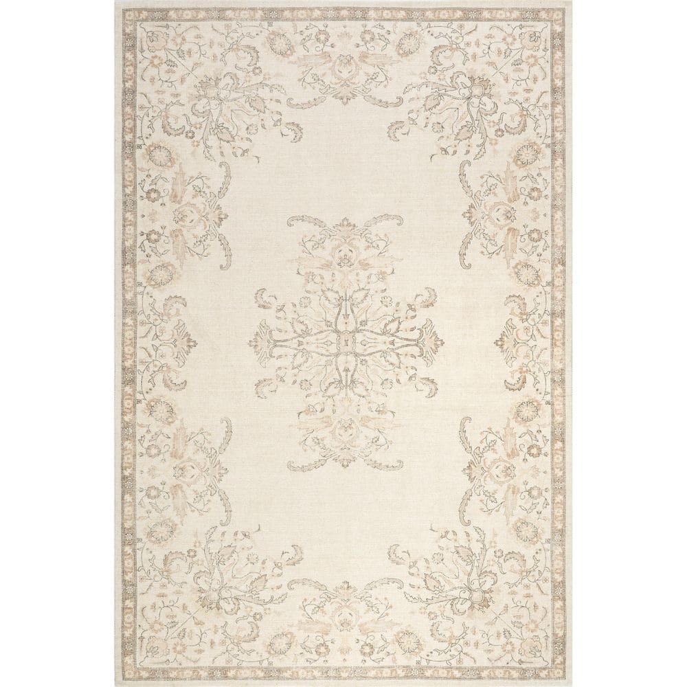 RUGS USA Princesa Medallion Wool Cotton Beige 3 ft. x 5 ft. Indoor ...