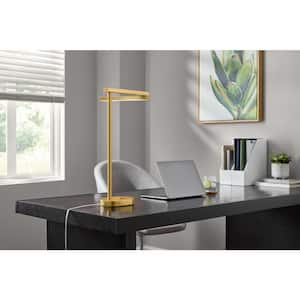Hampton Bay 22 in. Indoor Gold Integrated LED Table Lamp with Built-in ...