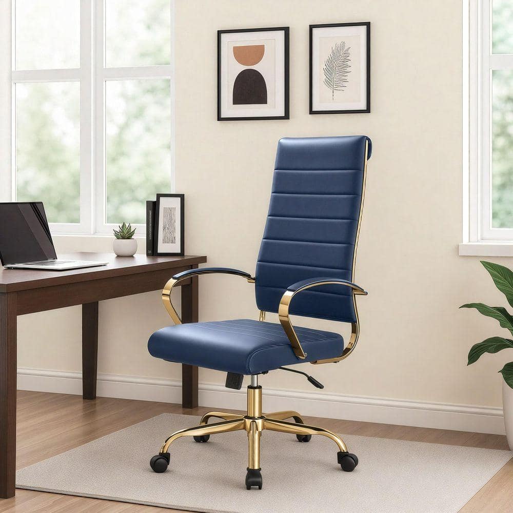 Leisuremod Benmar Leather High-Back Office Chair Adjustable Height ...