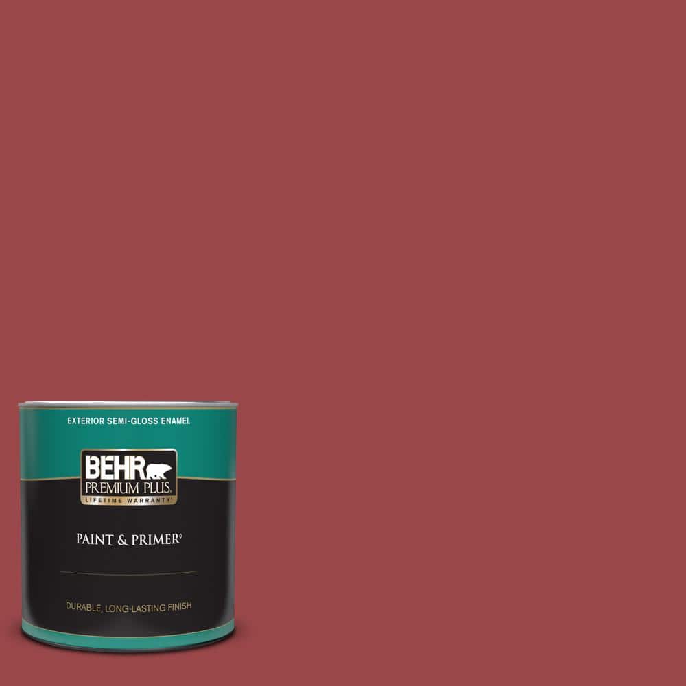 BEHR PREMIUM PLUS 1 qt. #150D-7 Regal Red Semi-Gloss Enamel Exterior ...