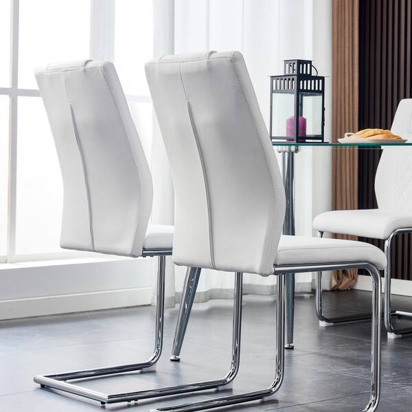 Dining Chairs White Chair With Metal Legs Deco Light Grey Real Leather ...