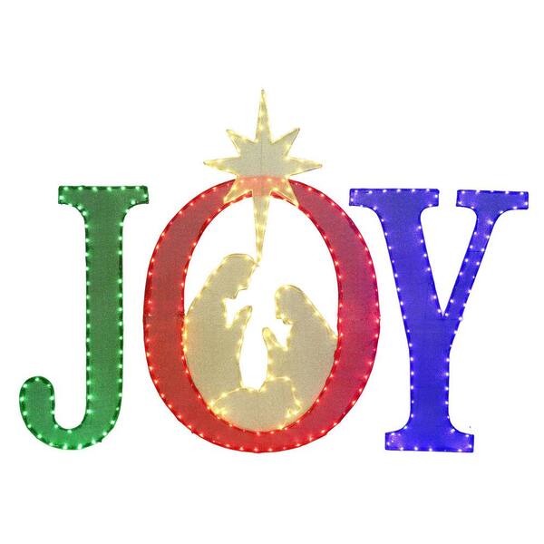 Starfree 49 in. Outdoor JOY Christmas Decoration Outdoor Nativity Scene ...