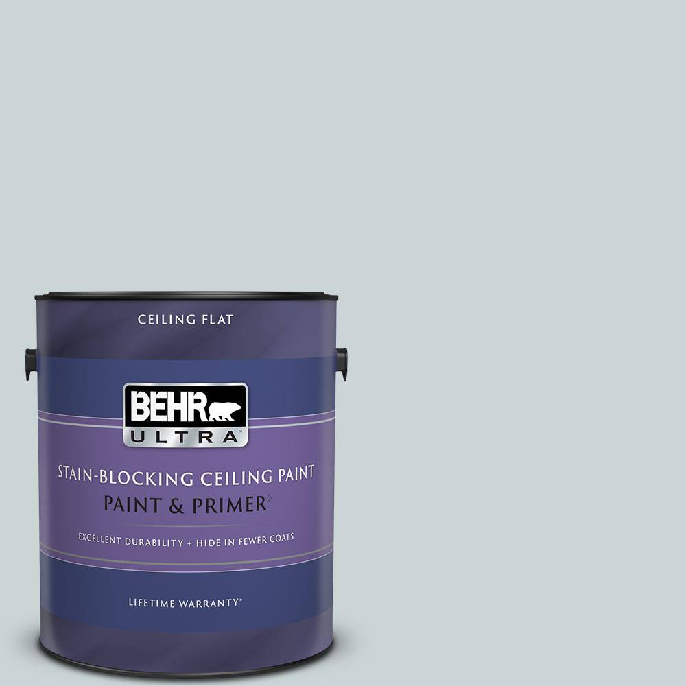 BEHR ULTRA 1 gal. #N470-1 Ash Blue Ceiling Flat Interior Paint with ...