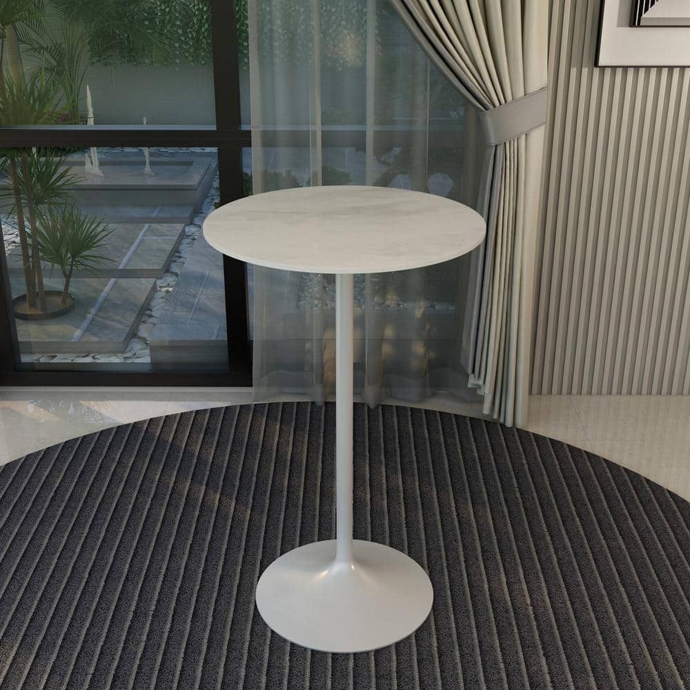 Leisuremod Round 27 in. Bar Height Dining Table with Sintered Stone Top ...