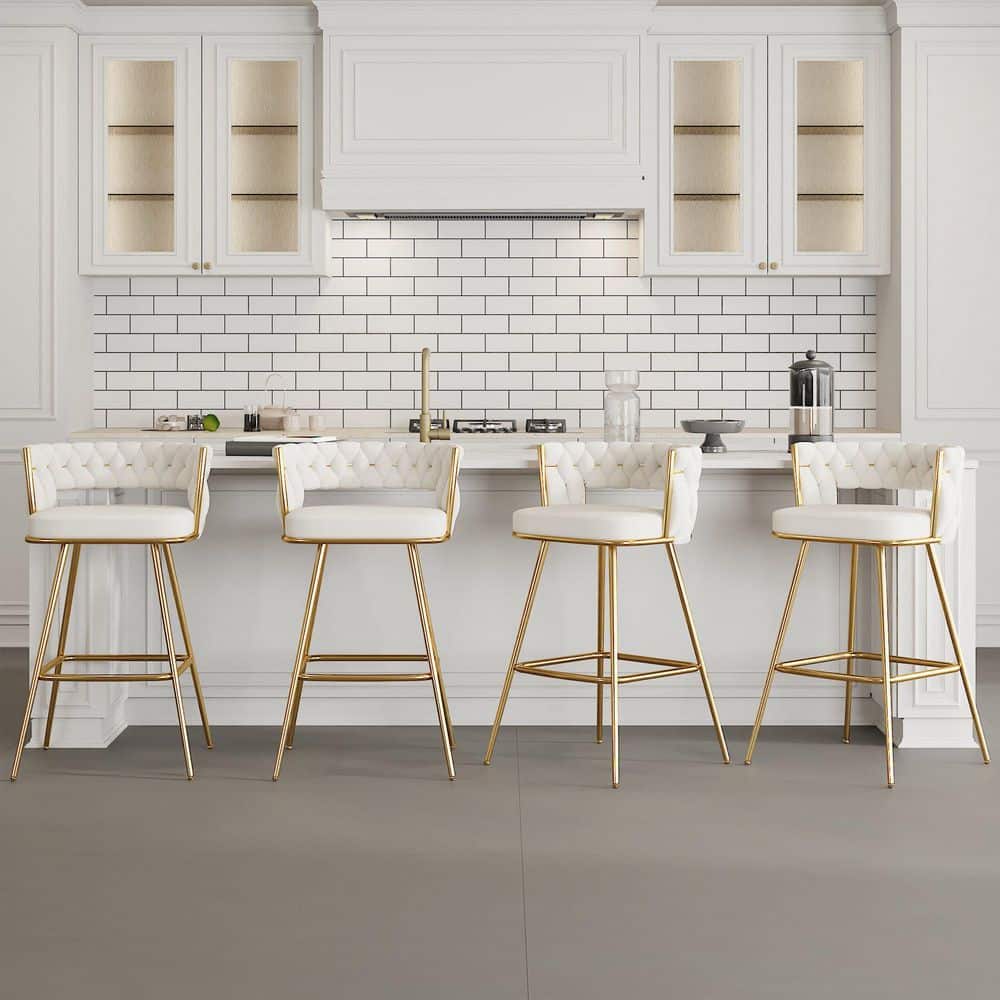VECELO 34.25 in. Braided Bar Stools Set Counter Height Kitchen Island ...