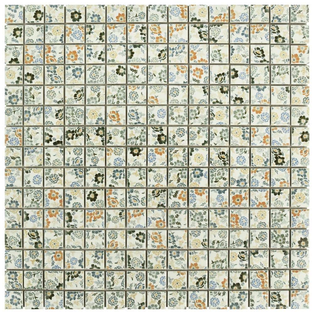 Merola Tile Spring Flower 6 in. x 6 in. Porcelain Mosaic Take Home Tile ...