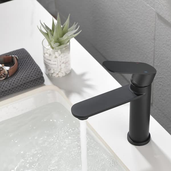 Staykiwi Single Handle Single Hole Bathroom Faucet with Matte Black ...