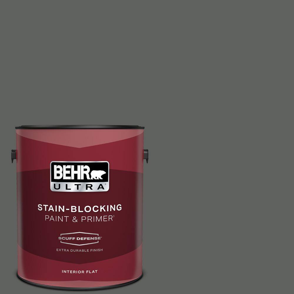 BEHR ULTRA 1 gal. #N460-6 Hematite Extra Durable Flat Interior Paint ...