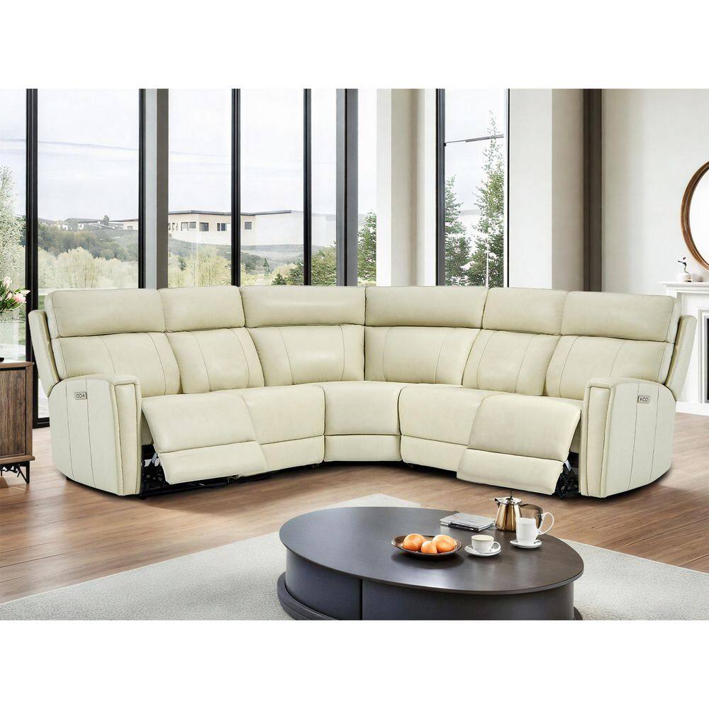 Ellesophas Rhett 104 in. Genuine Leather Power Reclining Sectional Sofa ...