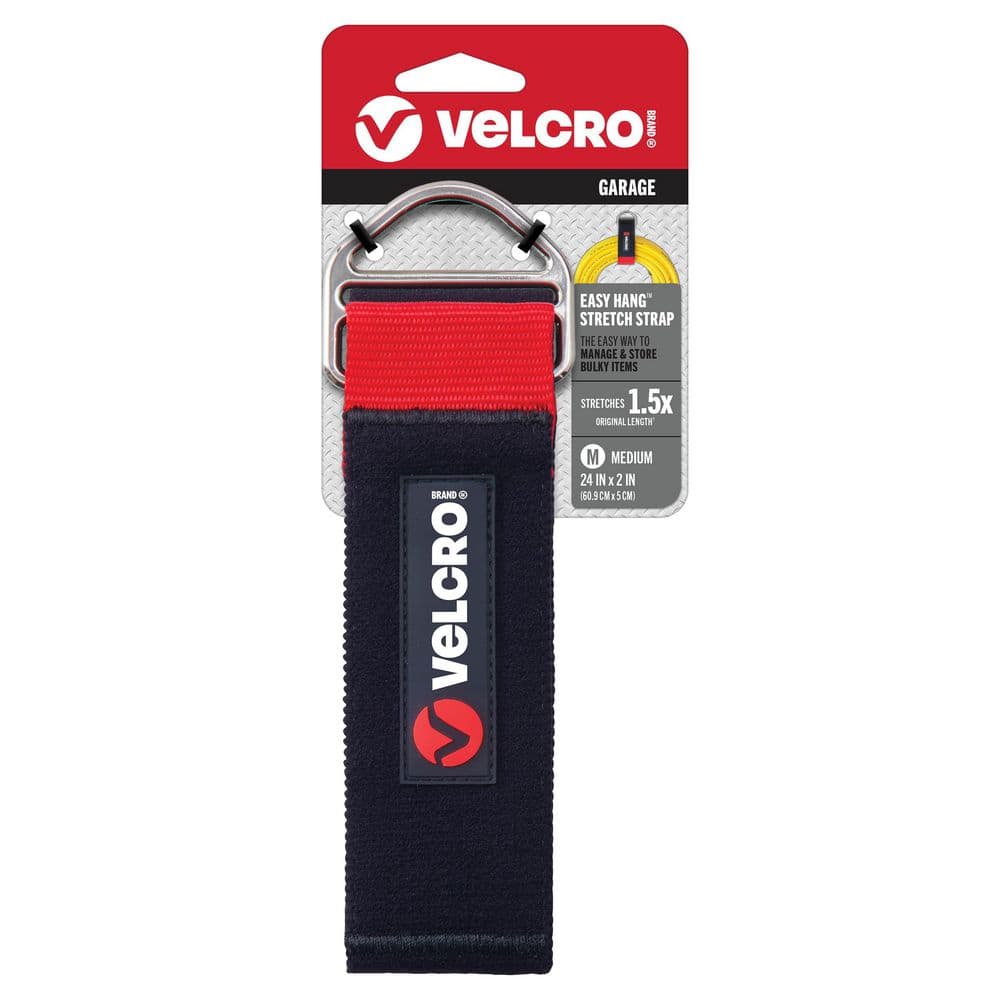 VELCRO 24 in. x 2 in. Stretch Storage Strap with Hook and Loop, Medium ...