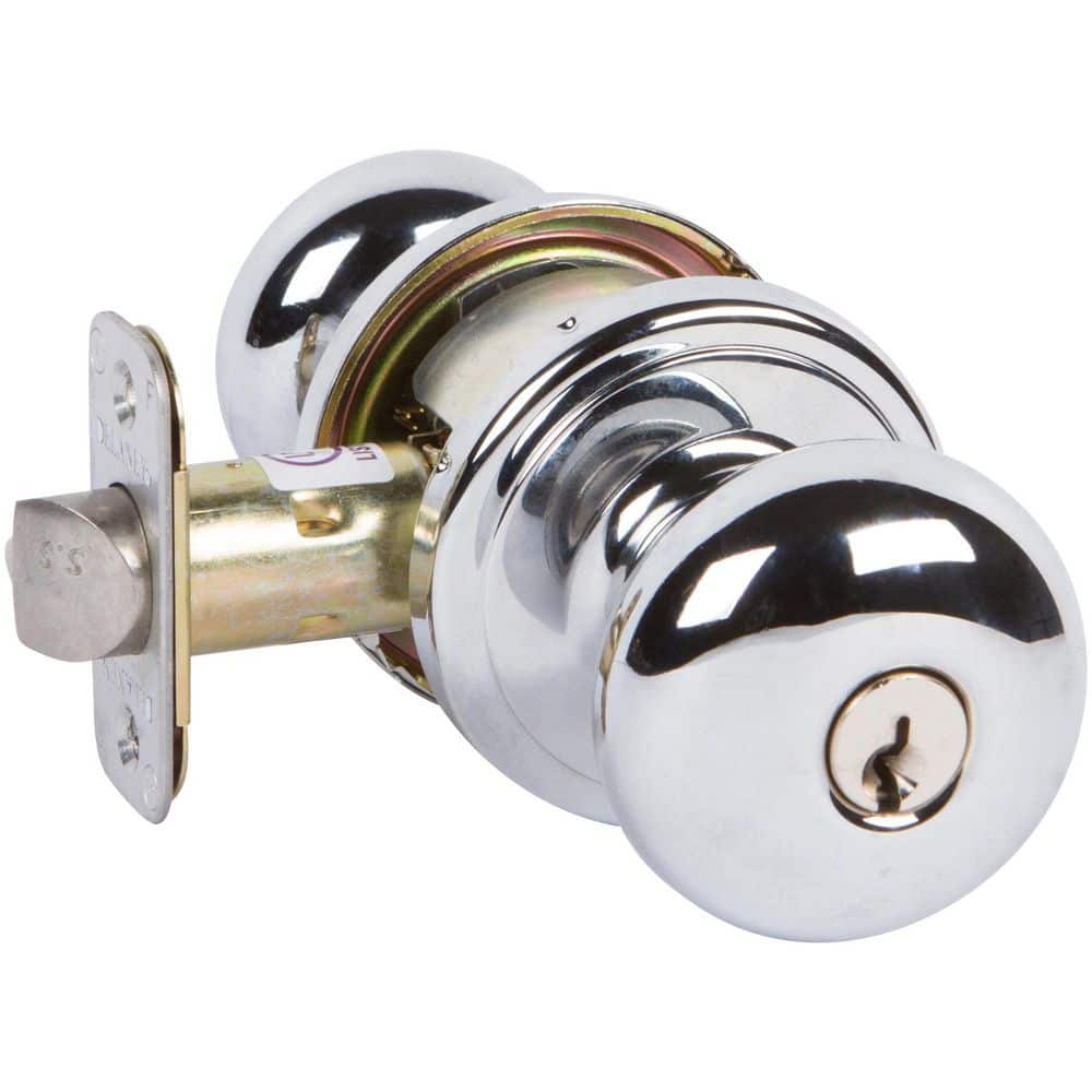 DELANEY HARDWARE Grade 2 Aubryn Entry Door Knob Bright Chrome 311526 ...