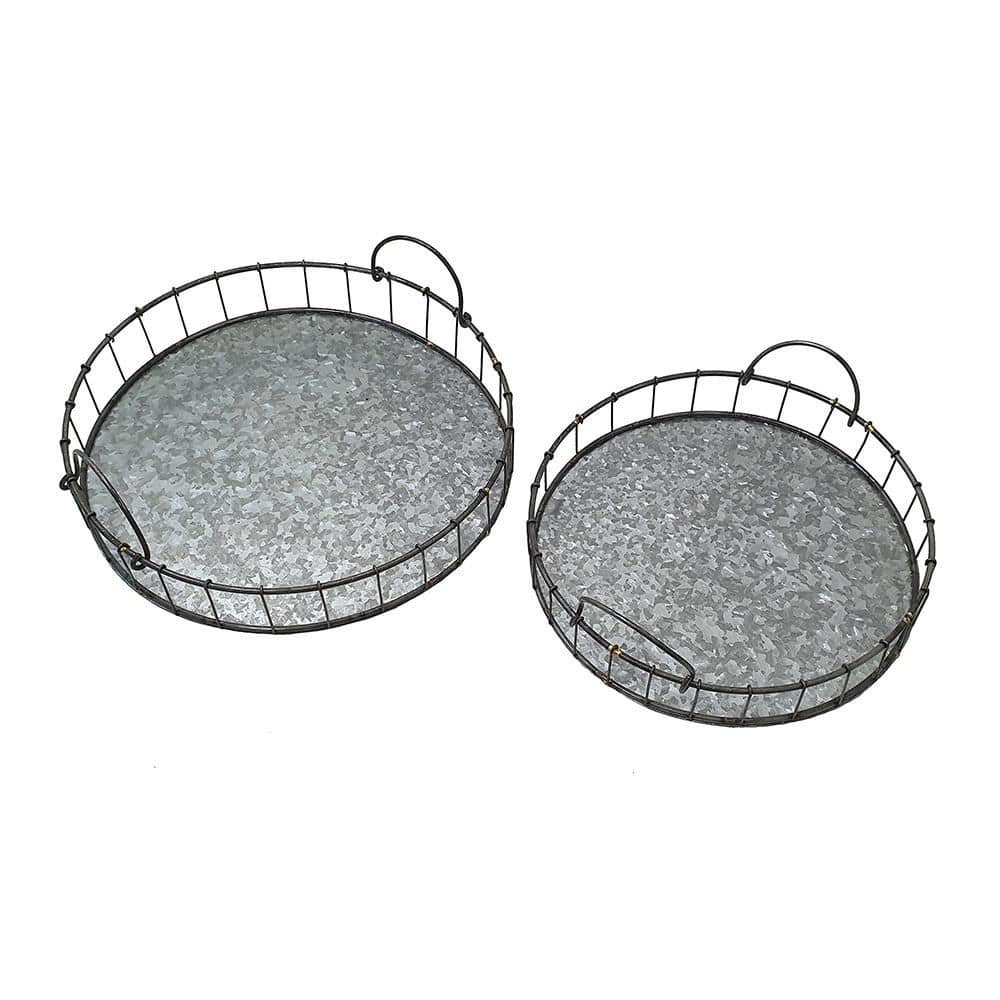 Gray Round Decorative Iron Trays, for Decorating a table or shelf ...