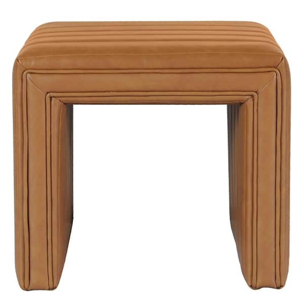 Homepop Carmel Faux Leather Channel Decorative Ottoman K8671-E905 - The ...