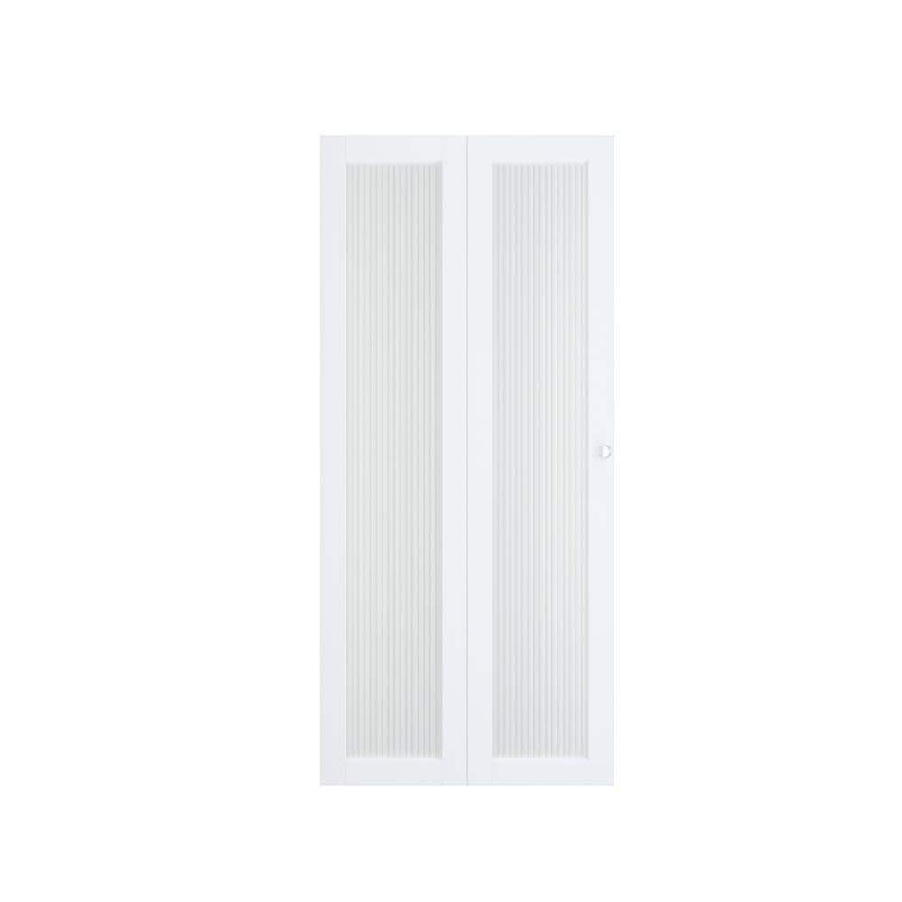 TENONER 36 in. x 80 in. 1-Panel, Reed Glass, White, Solid Core, MDF ...