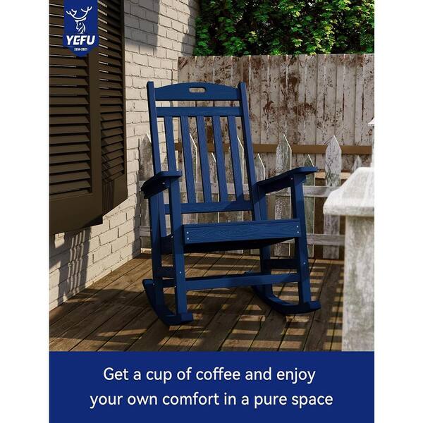 Reviews for YEFU Dark Navy Plastic Patio Outdoor Rocking Chair, Fire ...