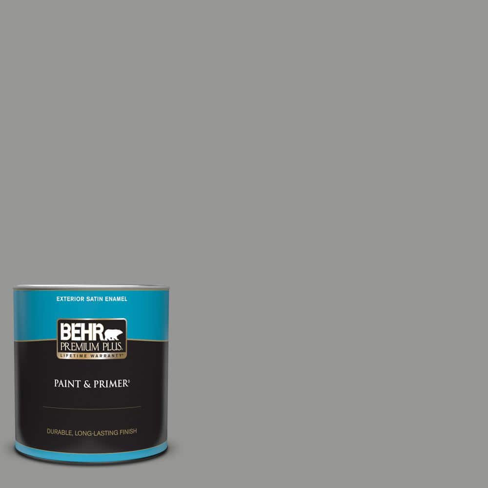 BEHR PREMIUM PLUS 1 qt. #PPU24-19 Shark Fin Satin Enamel Exterior Paint ...