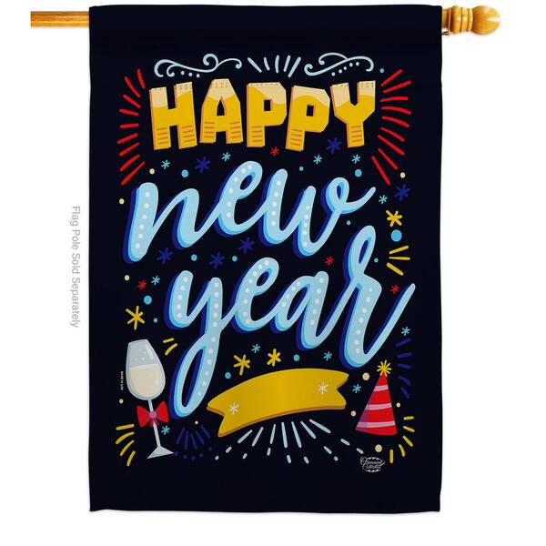 Ornament Collection 28 in. x 40 in. It New Year Winter House Flag ...
