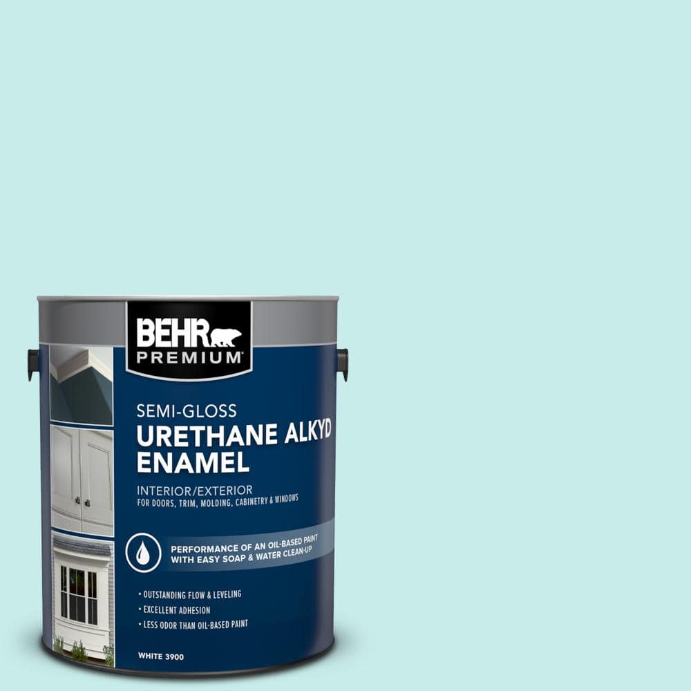 BEHR PREMIUM 1 gal. #P460-1 Morning Sky Urethane Alkyd Semi-Gloss ...