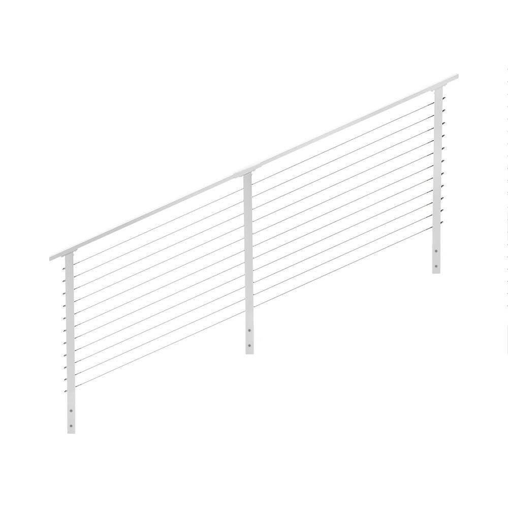 CityPost 12 ft. Stair Cable Railing, 36 in. Face Mount, White CP-12-W-S ...