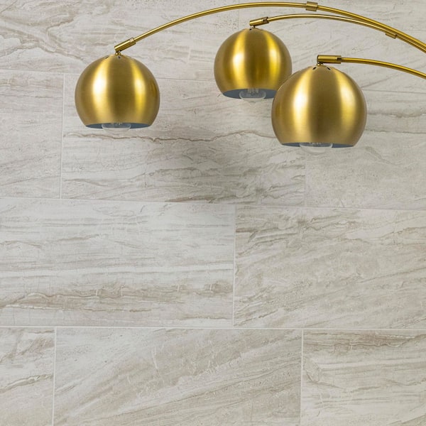 TrafficMaster Vigo Gris 12 in. x 24 in. Matte Ceramic Marble Look Floor ...