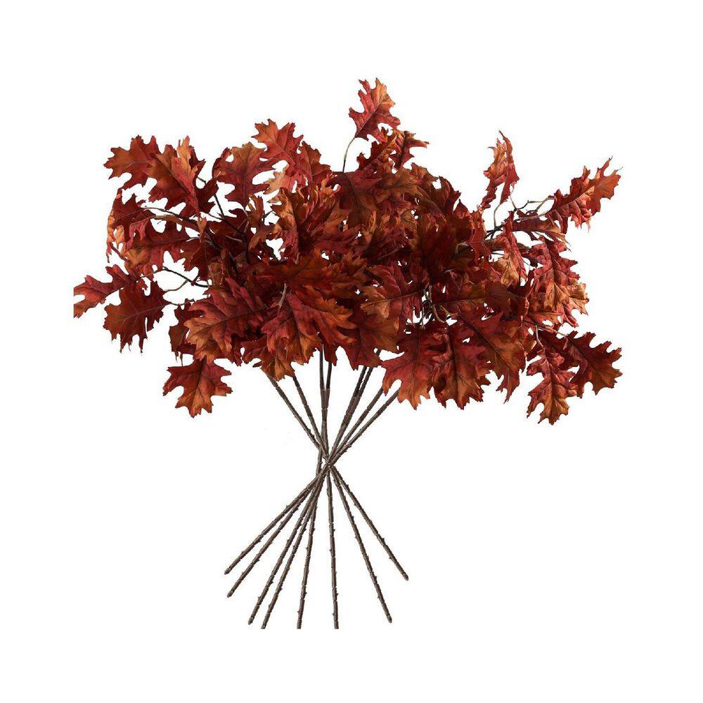 8-Pieces 33 in. Red Artificial Leaf Oak Stem HDF841FFW1 - The Home Depot