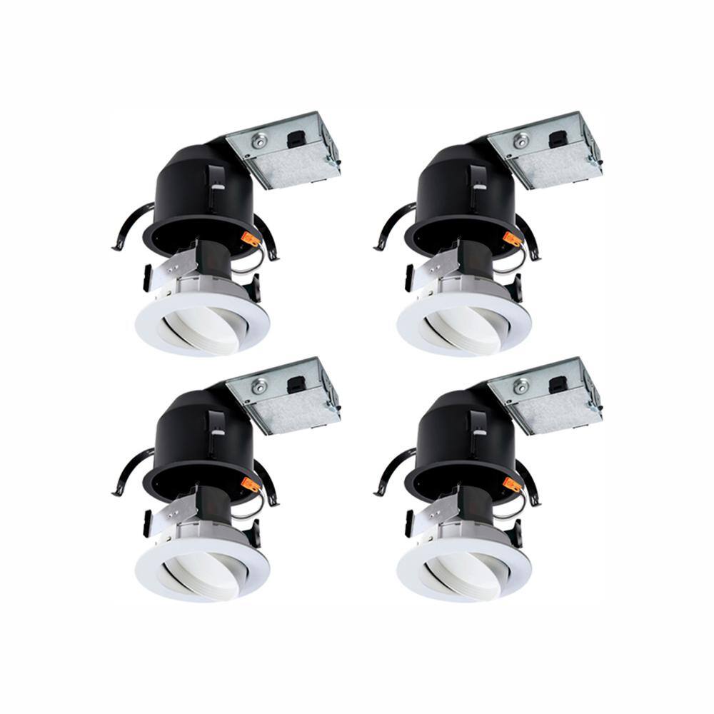 HALO RA 4 in. (4-Pack) Remodel Ceiling Housing and (4-Pack) Dimmable ...