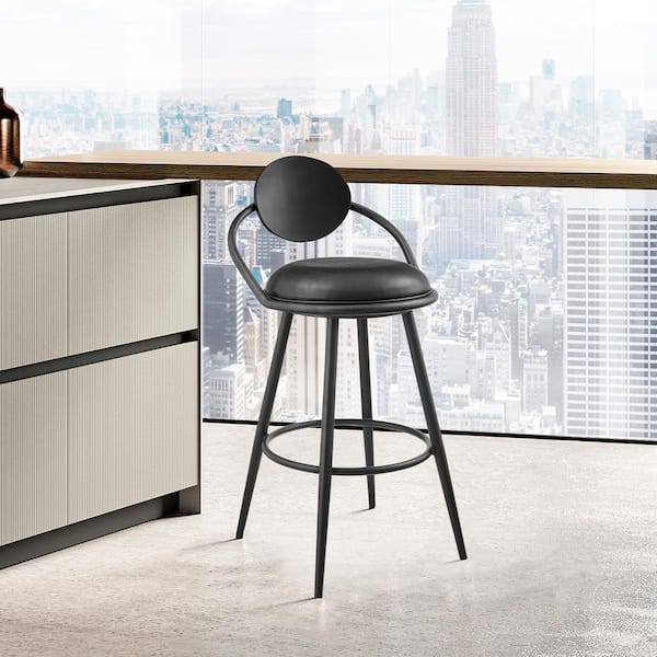 Armen Living Carnation 26 in. Vintage Black/Matte Black Iron Metal ...