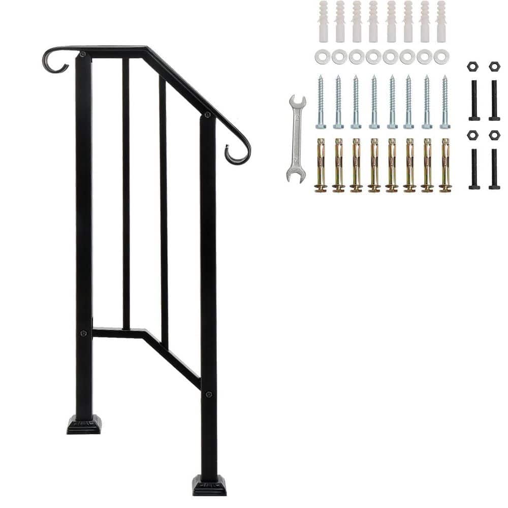Afoxsos Wrought Iron Handrails for Outdoor Steps Adjustable Stair ...