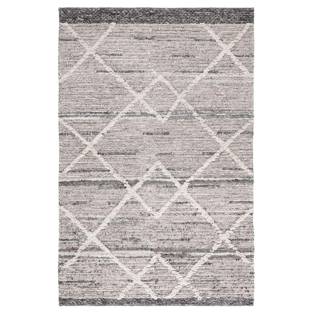 SAFAVIEH Casablanca 5 ft. x 8 ft. Gray/Ivory Diamond Striped Area Rug ...