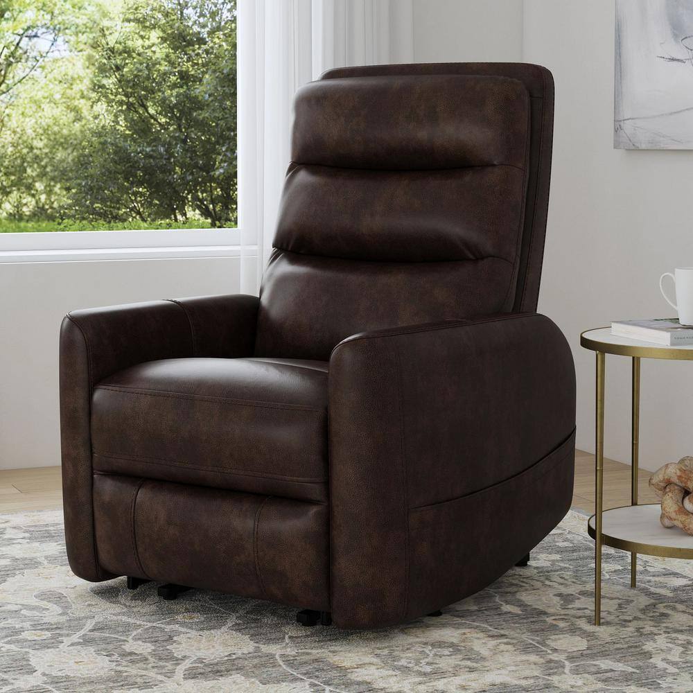 HOMESTYLES Octo Brown Power Lift Recliner Chair with Remote and Side Storage Pocket by Flexsteel ...