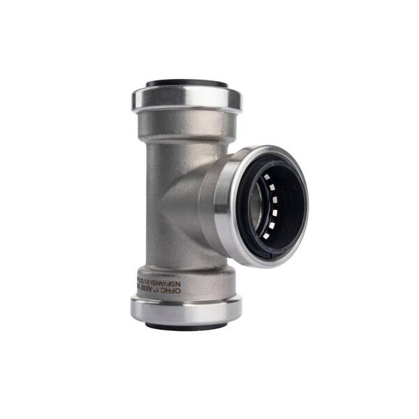 QUICKFITTING 1 in. Stainless Steel Push-to-Connect Tee Fitting SS834R ...