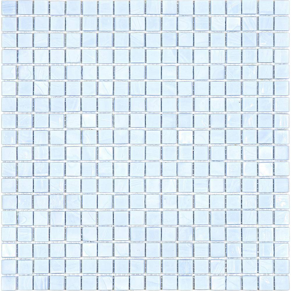 Apollo Tile Skosh 11.6 in. x 11.6 in. Glossy Light Blue Glass Mosaic ...