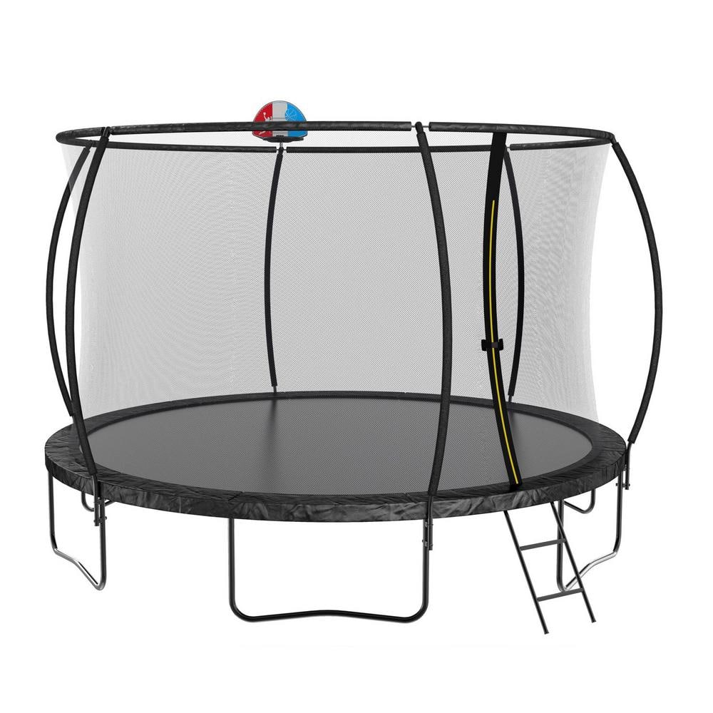 Miscool Anky 12 ft. Black Steel Trampolines with Backboard, Outdoor ...
